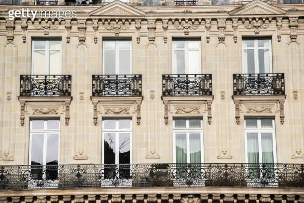French architecture, windows and facade typical of buildings in France ...