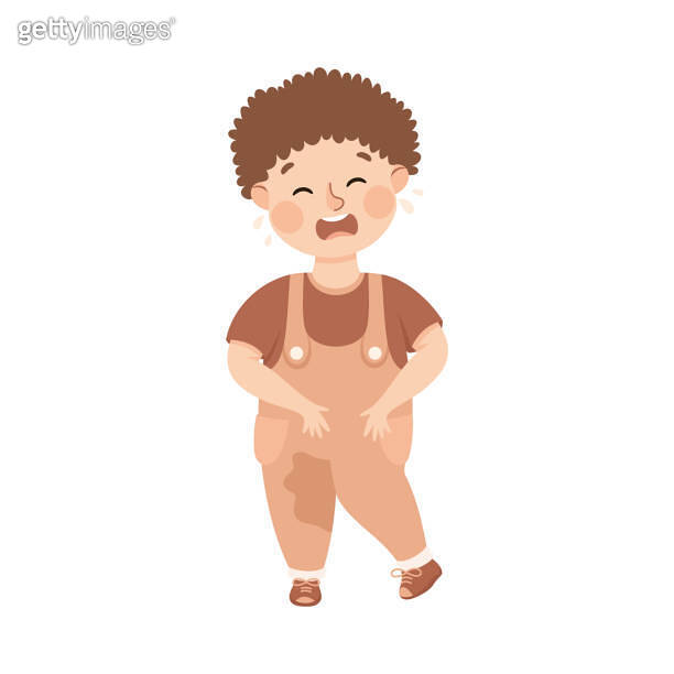 Unhappy crying little boy. Cute upset boy cartoon vector illustration ...