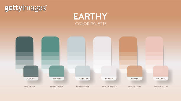 Color palette guide in Earthy colour theme collections. Color ...