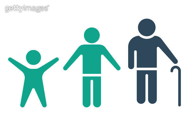 generation icon. children to old age. icon related to elderly. solid ...