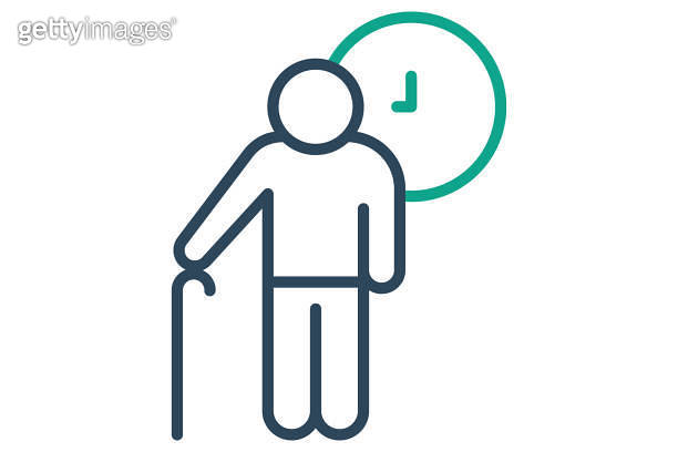 lifetime icon. people with clock. icon related to elderly. line icon ...