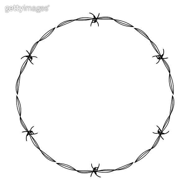 wire barb silhouette frame, circle shape, wire frame graphic art line ...