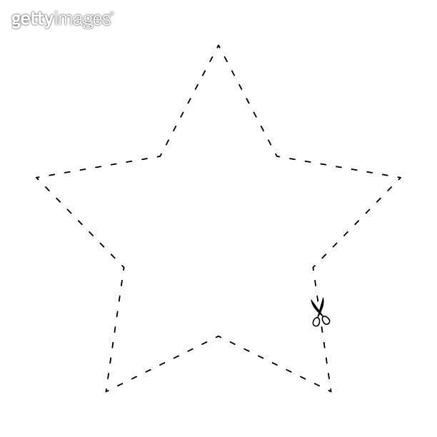 scissors on dashed line star shape, dash line and scissors, dash ...