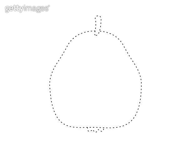 dashed guava outline for coloring book template, guava for kids ...