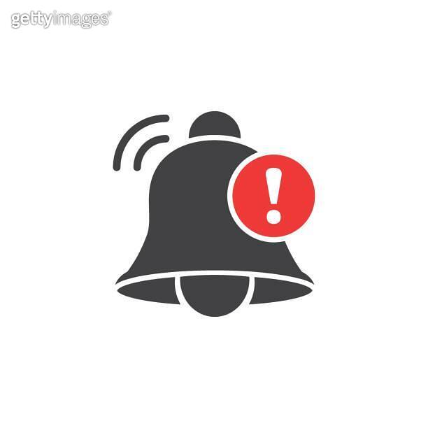 Notification bell icon in flat style. Incoming inbox message vector ...