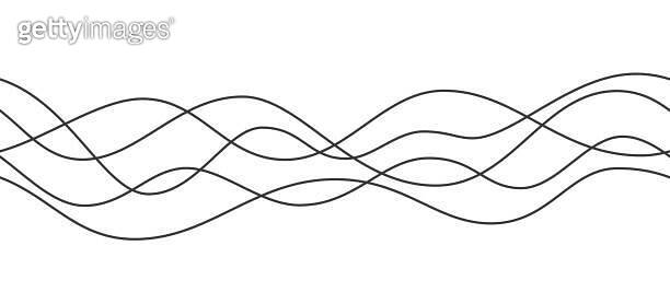 Line curve waves. Thin wavy line seamless pattern. Abstract dynamic ...