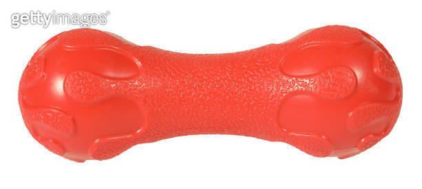 Dog bone red pet toy perfect isolated on white background. Pets playing ...