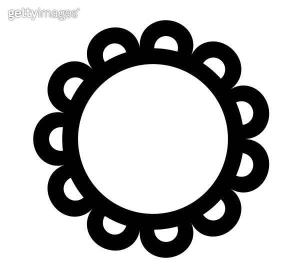 Scalloped edge circle frame. Simple round scalloped border. Fabric lace ...
