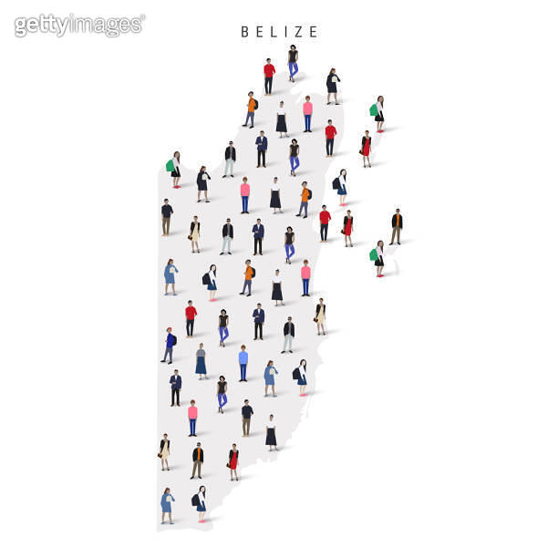 Belize population map. Large group of people in a shape of Belizean map ...