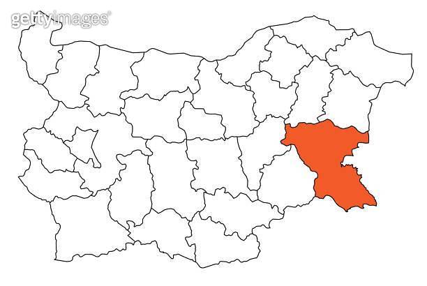 Outline of the map of the region of Bulgaria - Burgas Region 이미지 ...