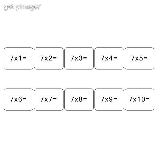 Multiplication and division table of 7. Maths card with an example ...