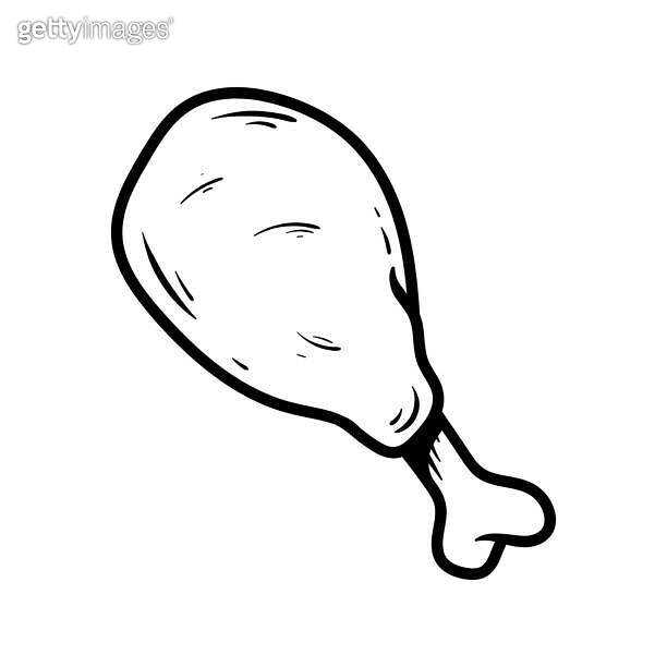 drumstick fried chicken drawing coloring line art style sketch classic ...