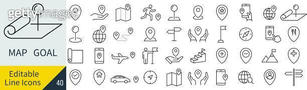 Editable Line Vector Map and Destination Icon Set (Not Outlined) 이미지 ...