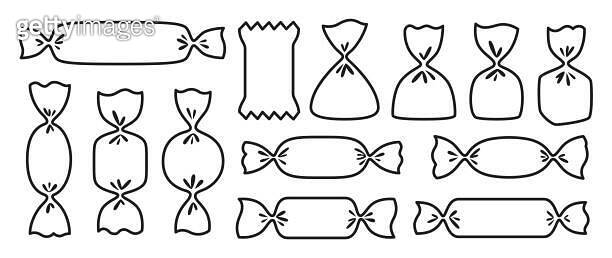 Candy wrapped sweets symbol set bonbon lollipop caramel candies snack ...