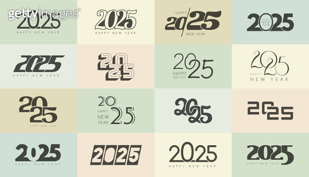 2025 labels. Text logo new year symbols hand drawn numbers recent ...