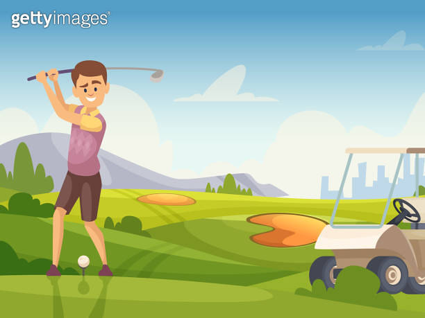 Golf player cartoon background sport field for golf 이미지 (2024983643 ...