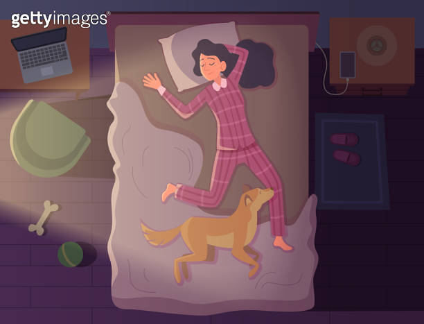 Bedtime people. Lying characters top view illustrations of couples and ...