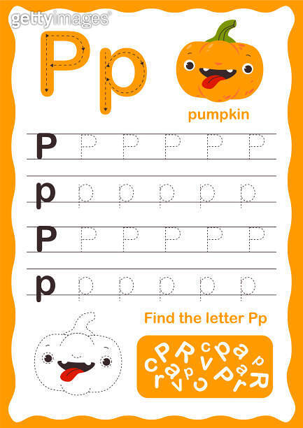 Tracing letters alphabet. Uppercase and lowercase letter p Engish ...