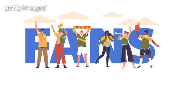 Sport Fans Concept With Animated Characters In Sporty Attire ...