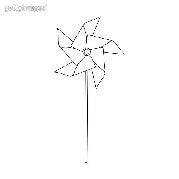 Hand drawn kids drawing cartoon Vector illustration pinwheel icon ...