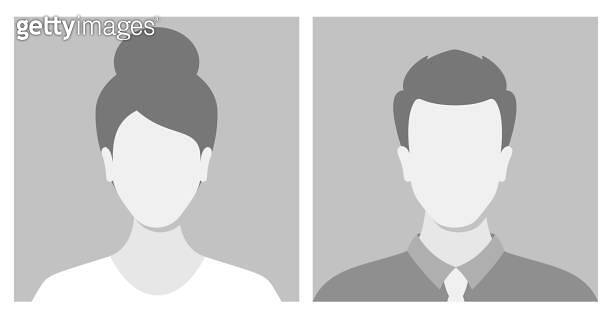 Simple Gray Avatar Icons Representing Male And Female Profiles. Vector ...