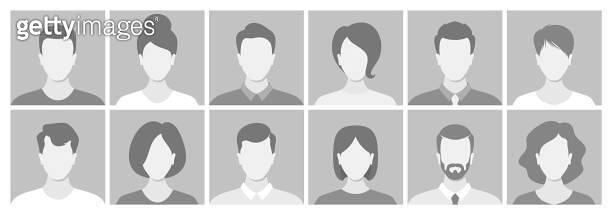 Collection Of Twelve Monochrome Face Placeholders In A Grid Layout ...