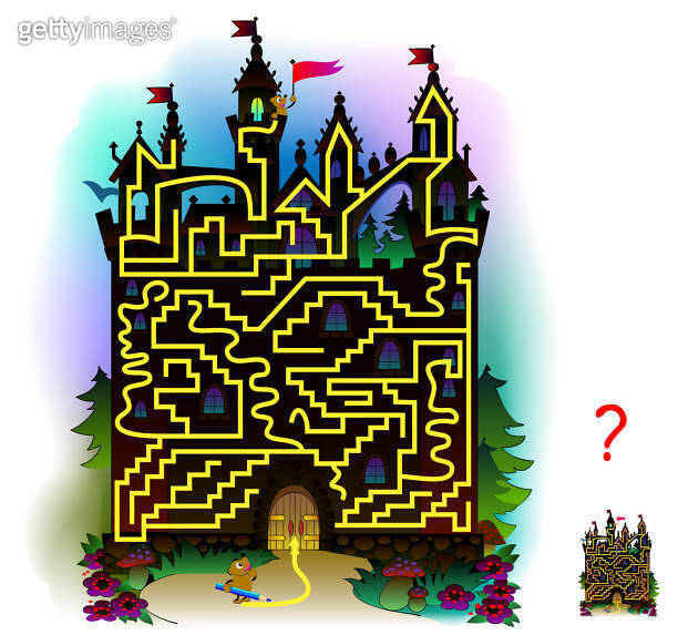 Logic puzzle game with labyrinth for children and adults. Help the ...