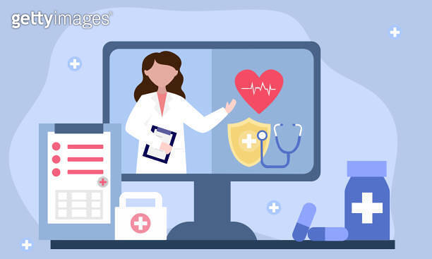 Smart Doctor giving consultation and advice online through video call ...