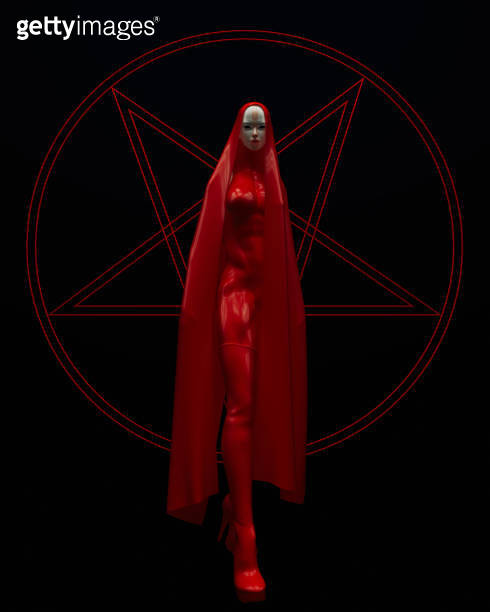 Satan red black tall woman devil demon symbol black magic pentagram ...