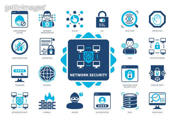 Network Security solid icon set 이미지 (2150918805) - 게티이미지뱅크