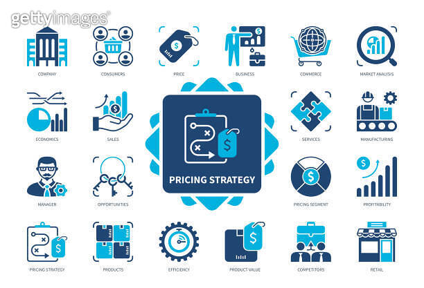 Pricing Strategy solid icon set 이미지 (1899052185) - 게티이미지뱅크