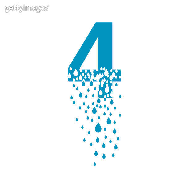 The number 4 dissolves into droplets. Drops of liquid fall out as ...