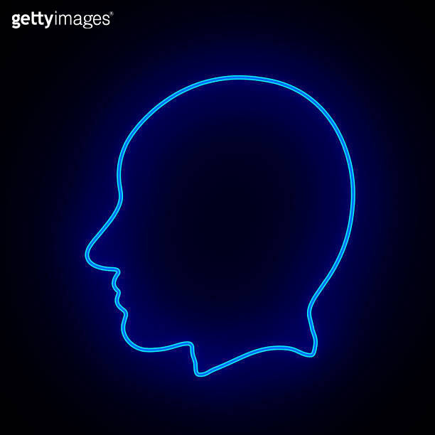 Neon head on dark background. 3D illustration 이미지 (2152043726) - 게티이미지뱅크