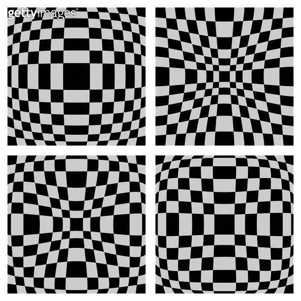 Abstract Geometric Checked Patterns with 3D Illusion Effect. 이미지 ...