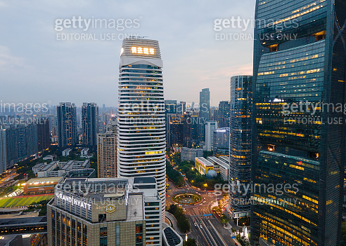 Aerial skyline of Guangzhou, the capital city of Guangdong province of ...