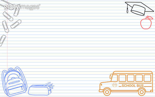 School Layout - Colored Outline Drawings of School Itens on Notebook ...