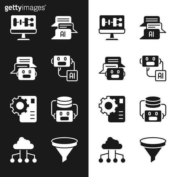 Set Artificial intelligence robot, Chat, Algorithm, Neural network ... Set Artificial intelligence robot, Chat, Algorithm, Neural network ...