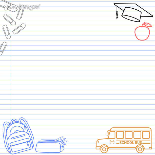 School Layout - Colored Outline Drawings of School Itens on Notebook ...