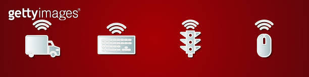 Set Smart truck, Wireless keyboard, traffic light and mouse icon ...