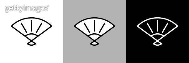 Simple line hand fan vector icon. 이미지 (2158718779) - 게티이미지뱅크