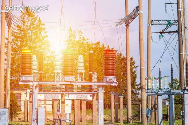 High voltage power transformer,generator electric in substation.high ...