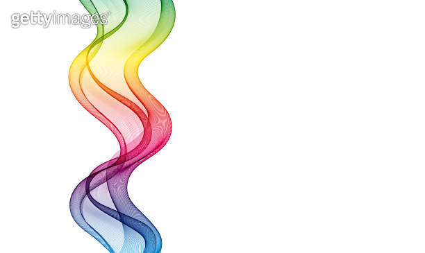 Vertical lines of transparent color wave on white background, rainbow ...