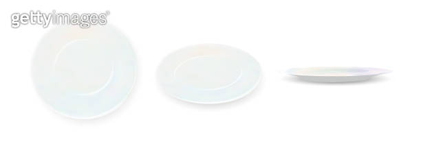 Plate. Set isolated white porcelain plates vector mockup in a realistic ...