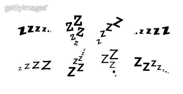 Zzz bed sleep snore icons snooze nap Z sound . Sleepy yawn or insomnia ...