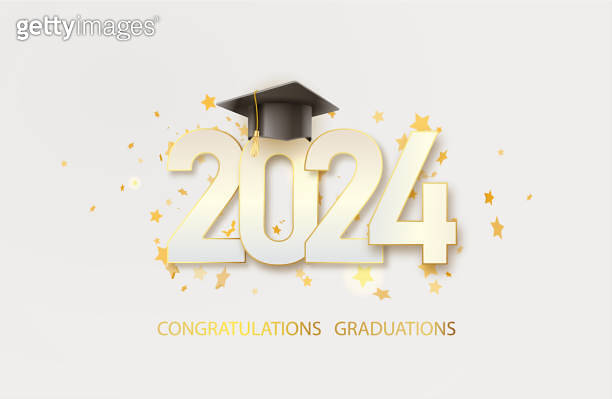 2024 Graduate college, high school or university cap with gold Congrats ...