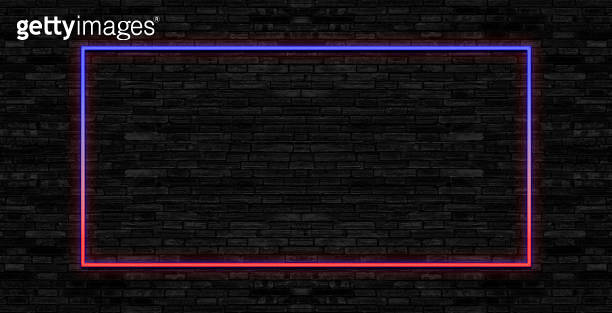 Neon rectangle frame or neon lights horizontal sign. Vector abstract ...