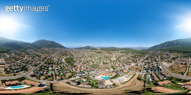 360 degree panoramic view of the upper part of Oludeniz, Fethiye ...