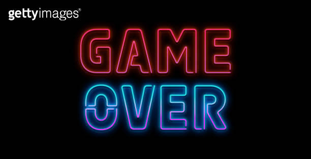 Game Over Neon Text Vector with a Brick Wall Background design template ...