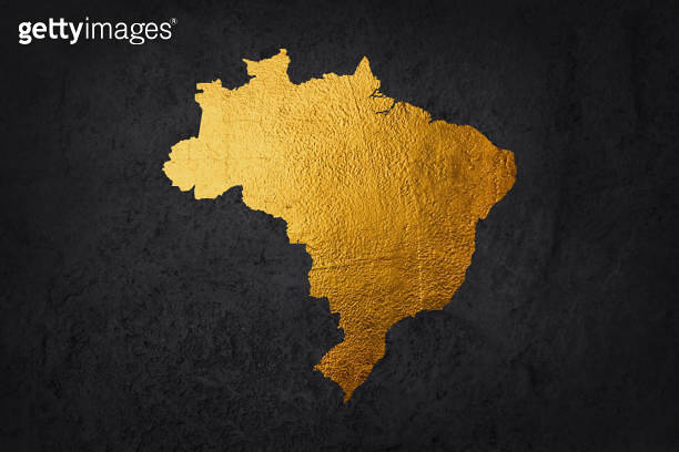 Gold texture map of Brazil - abstract metal empty golden gradient ...
