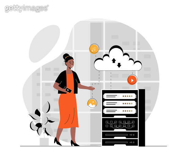 Cloud technology, remote data storage, data center, remote database, data server, cloud ...